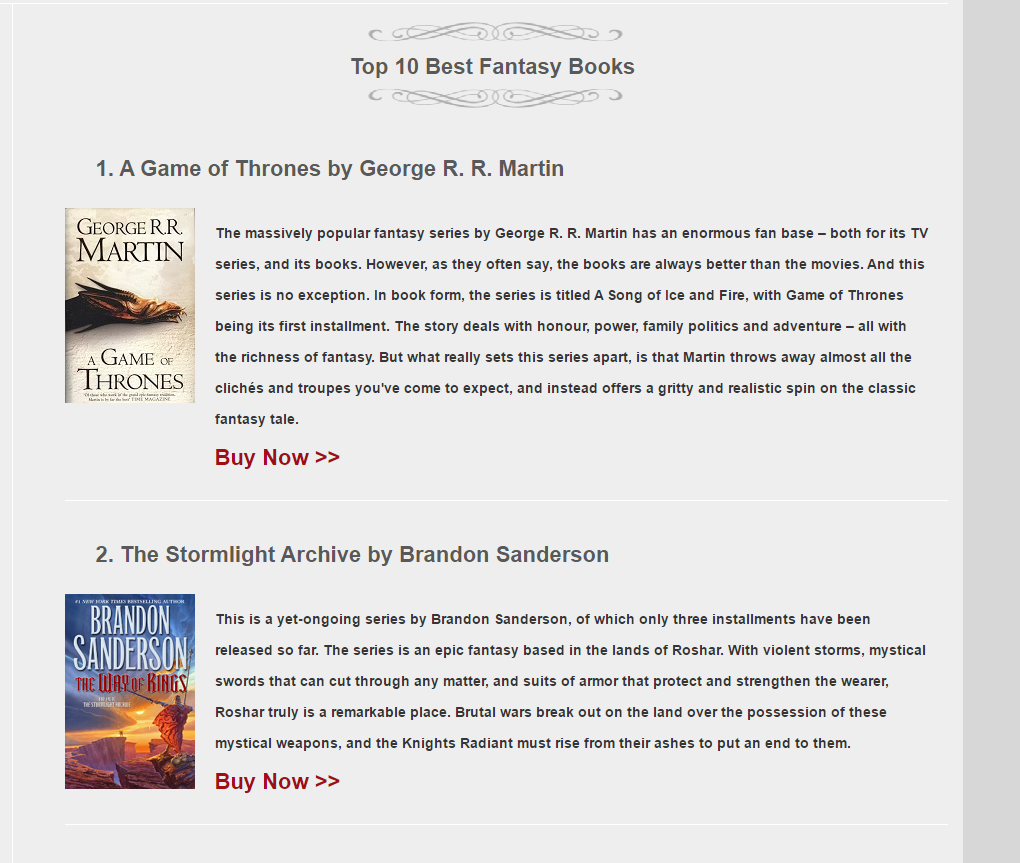 How do I make my book list layout more visually appealing?